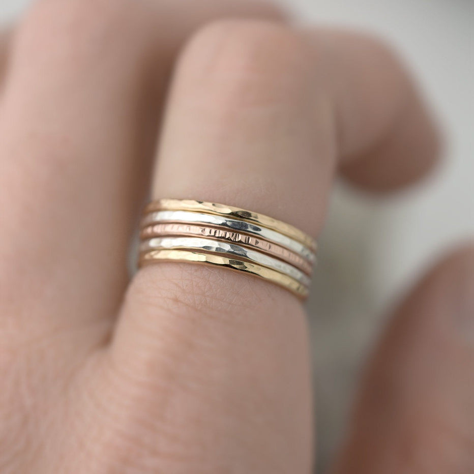 Set of 5 Thin Stacking Rings – Burnish