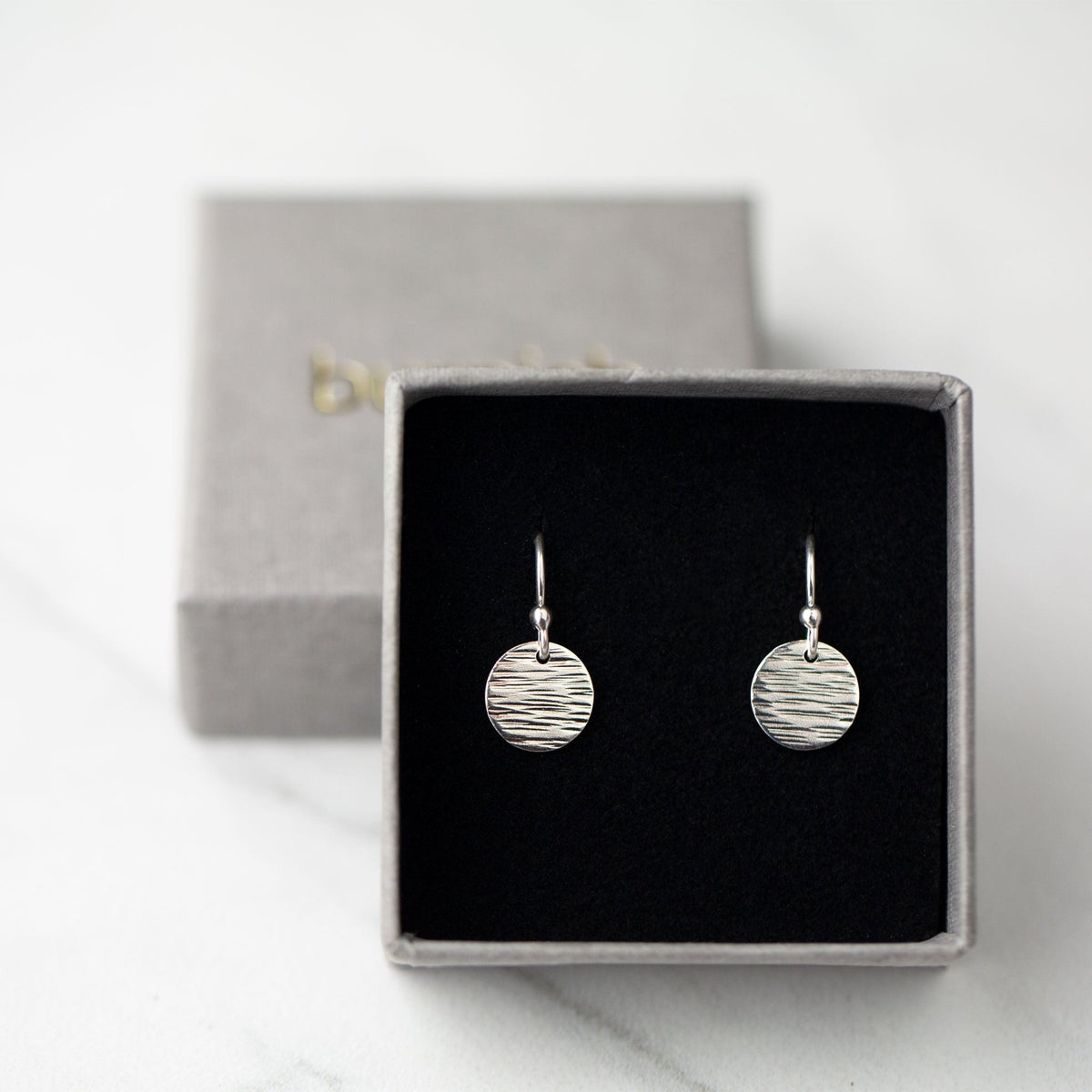 Small Silver Bark Textured Disc Earrings – Burnish