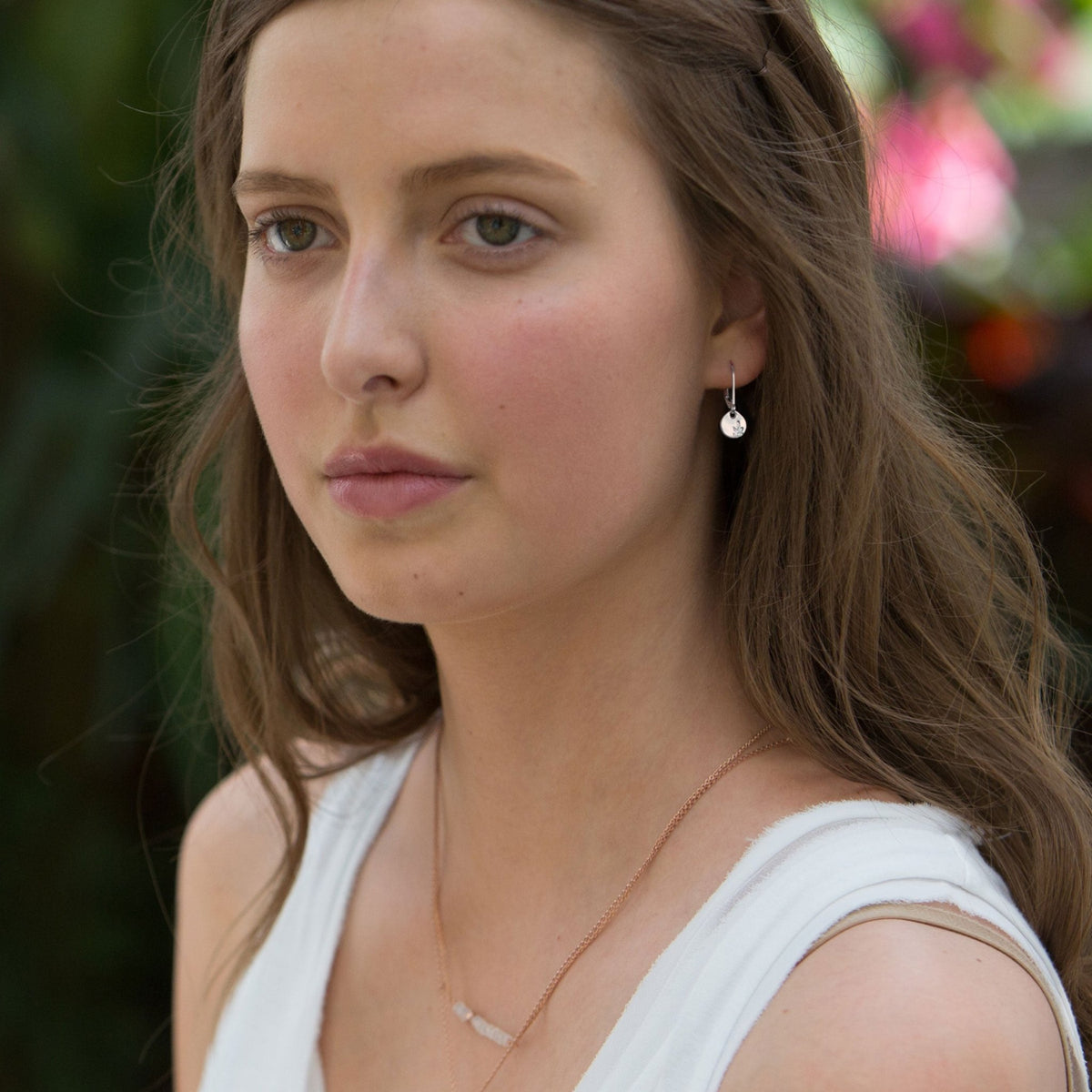 Tiny Stamped Leaf Leverback Earrings – Burnish